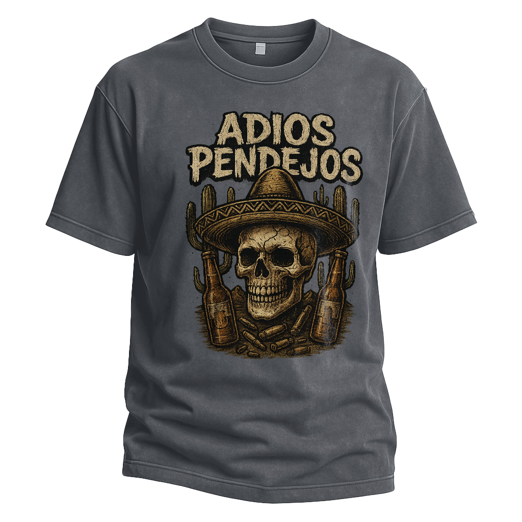 Adios Pendejos T-Shirt – Sombrero Skull Farewell Graphic Tee | LouMark