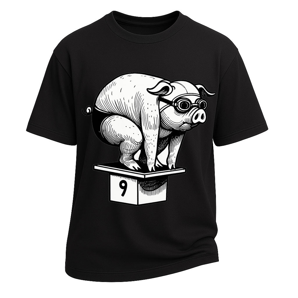 Funny Diving Pig T-Shirt – Retro Swimmer Graphic Tee | LouMark